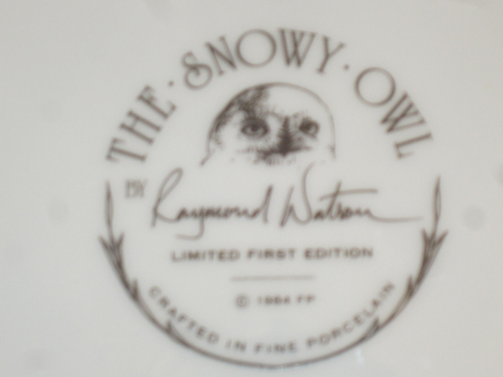 SNOWY OWL collector plate RAYMOND WATSON 1st Edition OWLS Franklin Mint ...