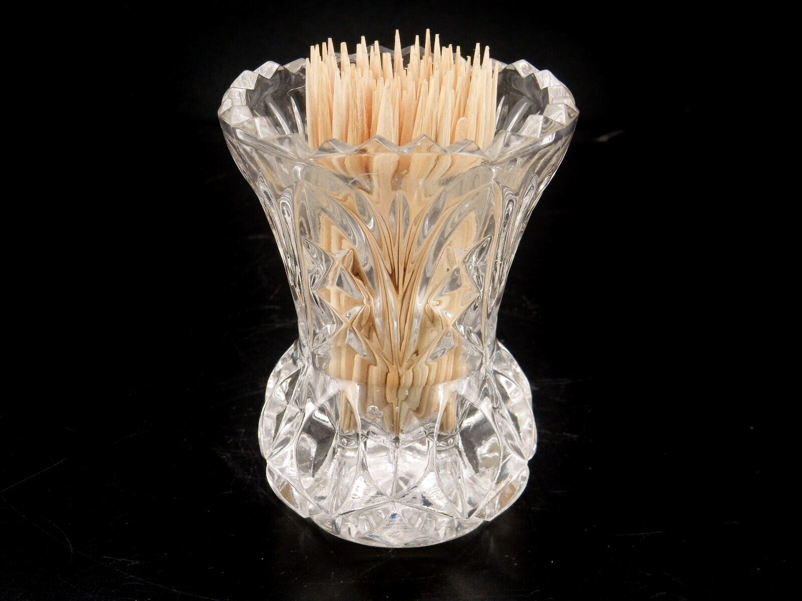 Vintage Cut Glass Toothpick Holder, Fans & Vesica Cuts, Sawtooth Rim, # ...