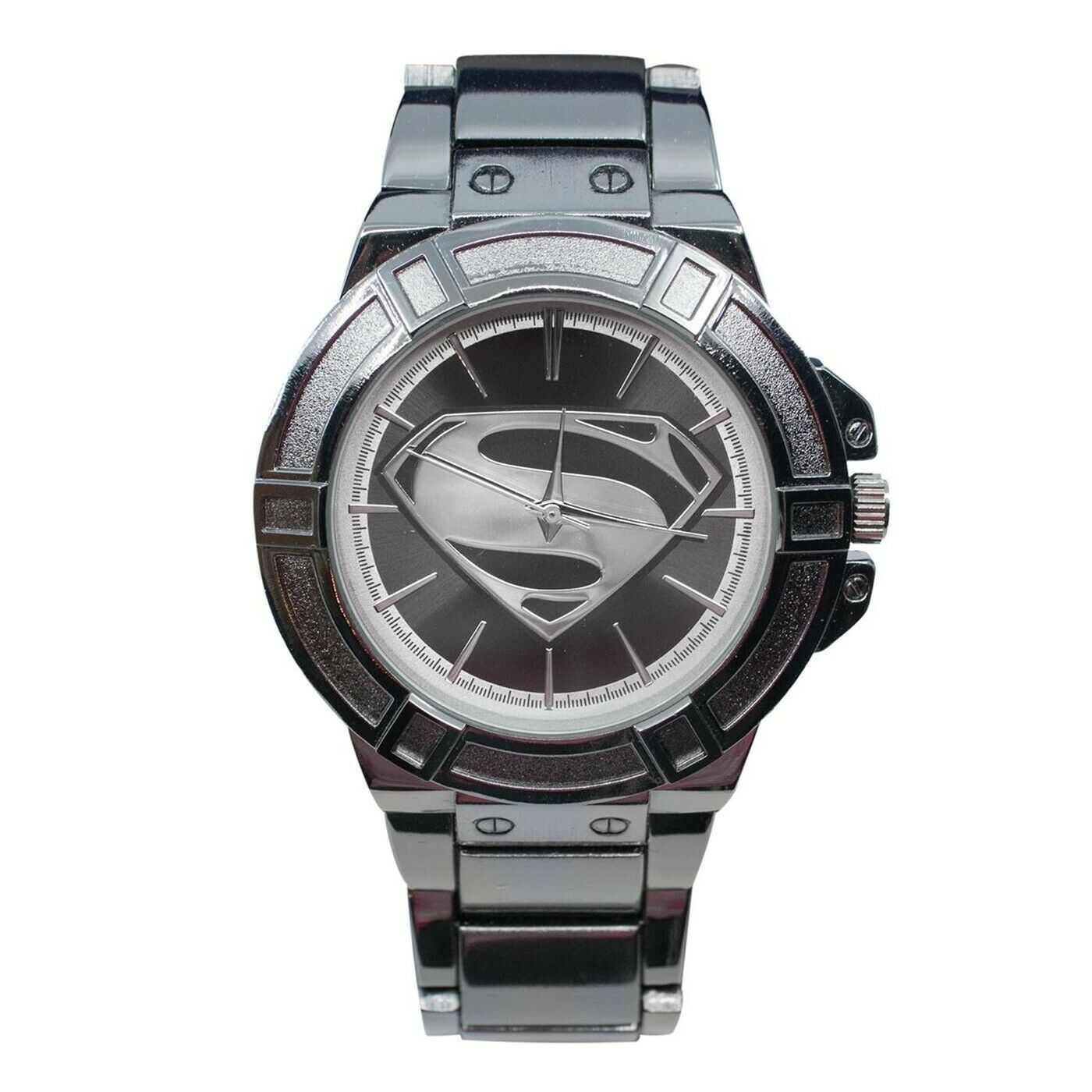 Superman Black Suit Costume Watch with Metal Band Black - Wristwatches