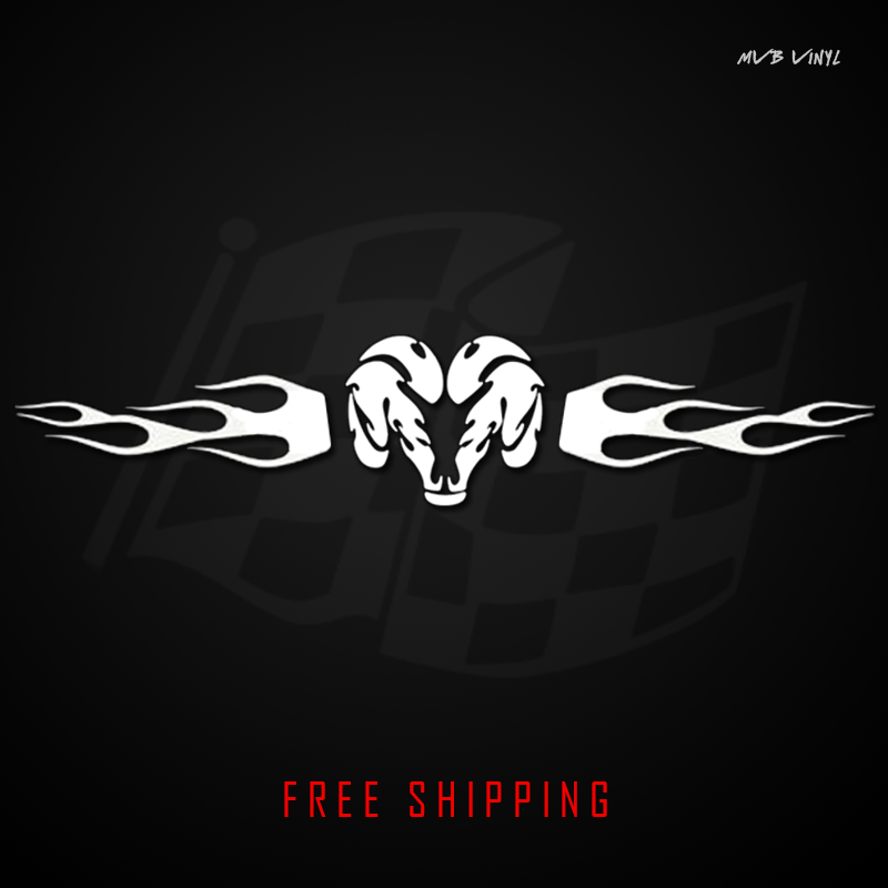 Dodge Ram Head Vinyl Decal Sticker Windshield Banner | Tribal Flames ...