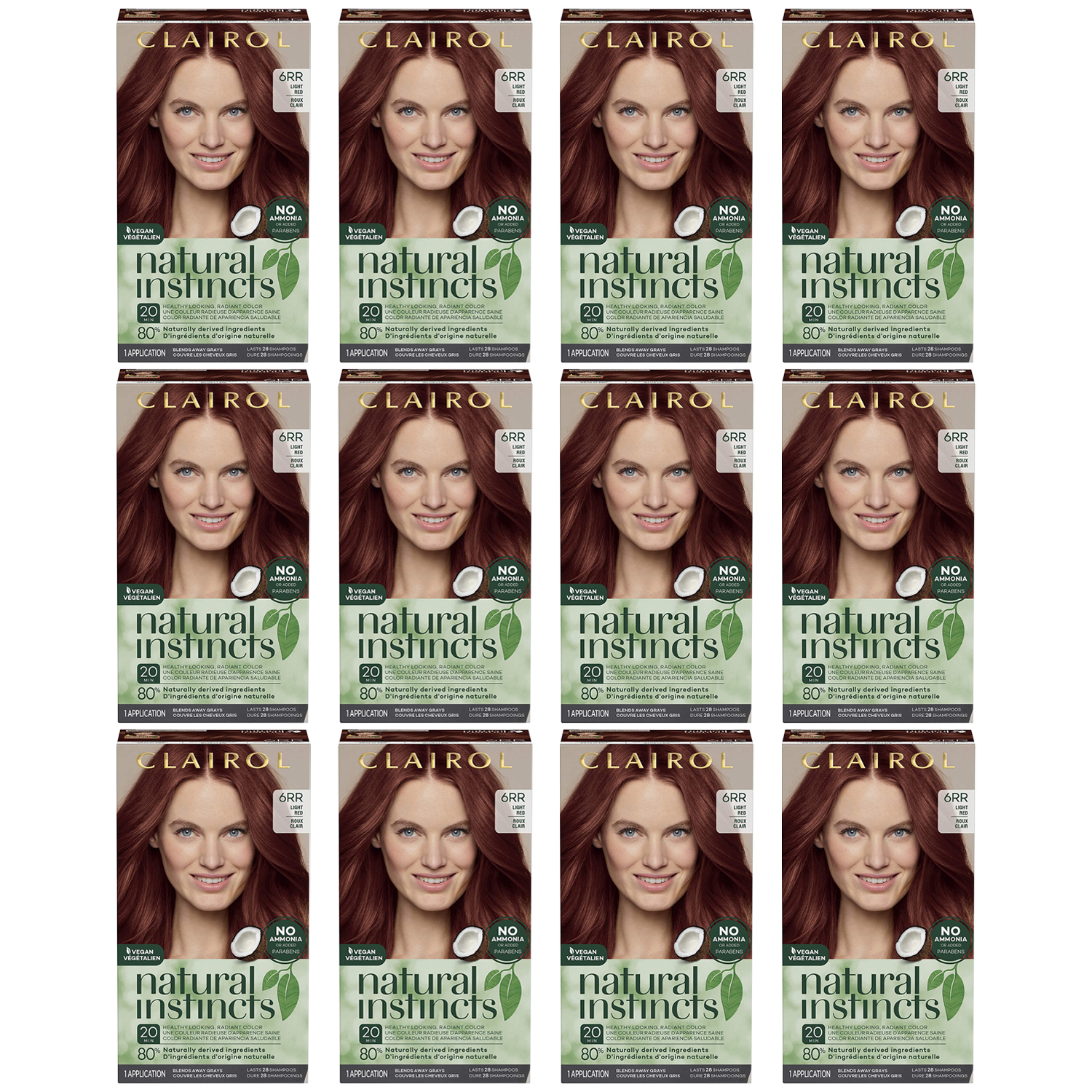 12-Pack New Clairol Natural Instincts Semi-Permanent Hair Color, 6RR ...