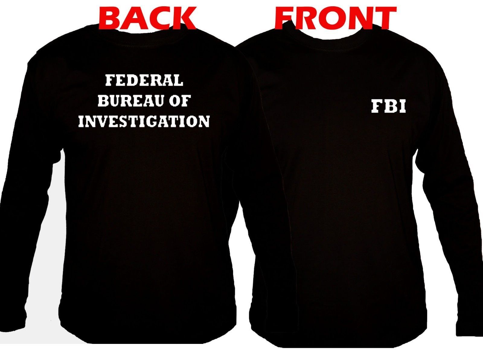 FBI federal bureau of investigation front & back print sleeved graphic ...