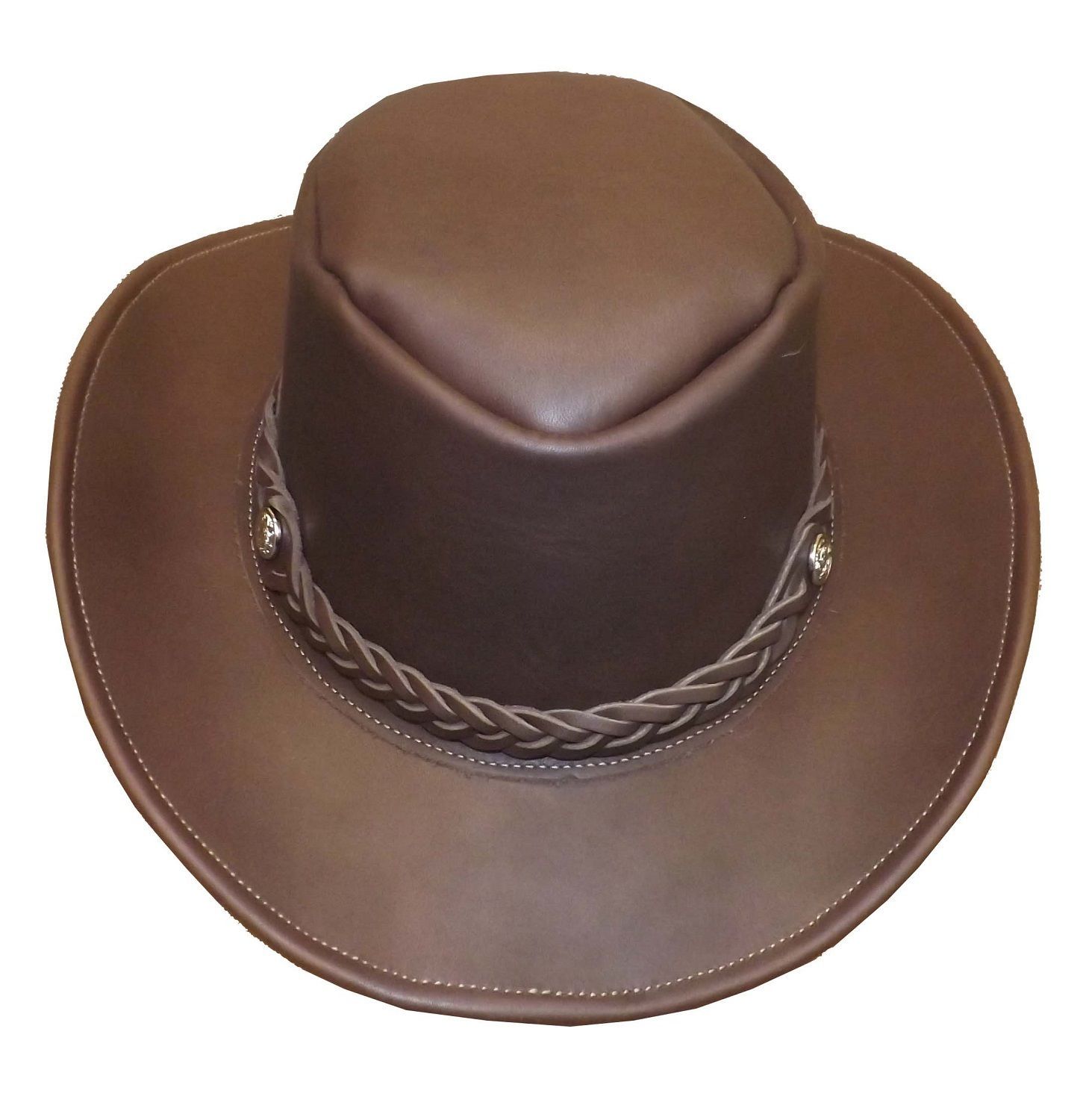 LEATHER OUTBACK HAT ~ Aussie Cowboy Bush Style in BROWN & BLACK ...