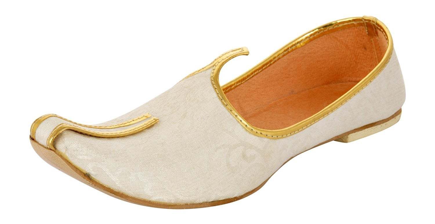 Handmade Men Wedding Shoe White Khussa Shoe Aladdin Shoes Costume Party ...