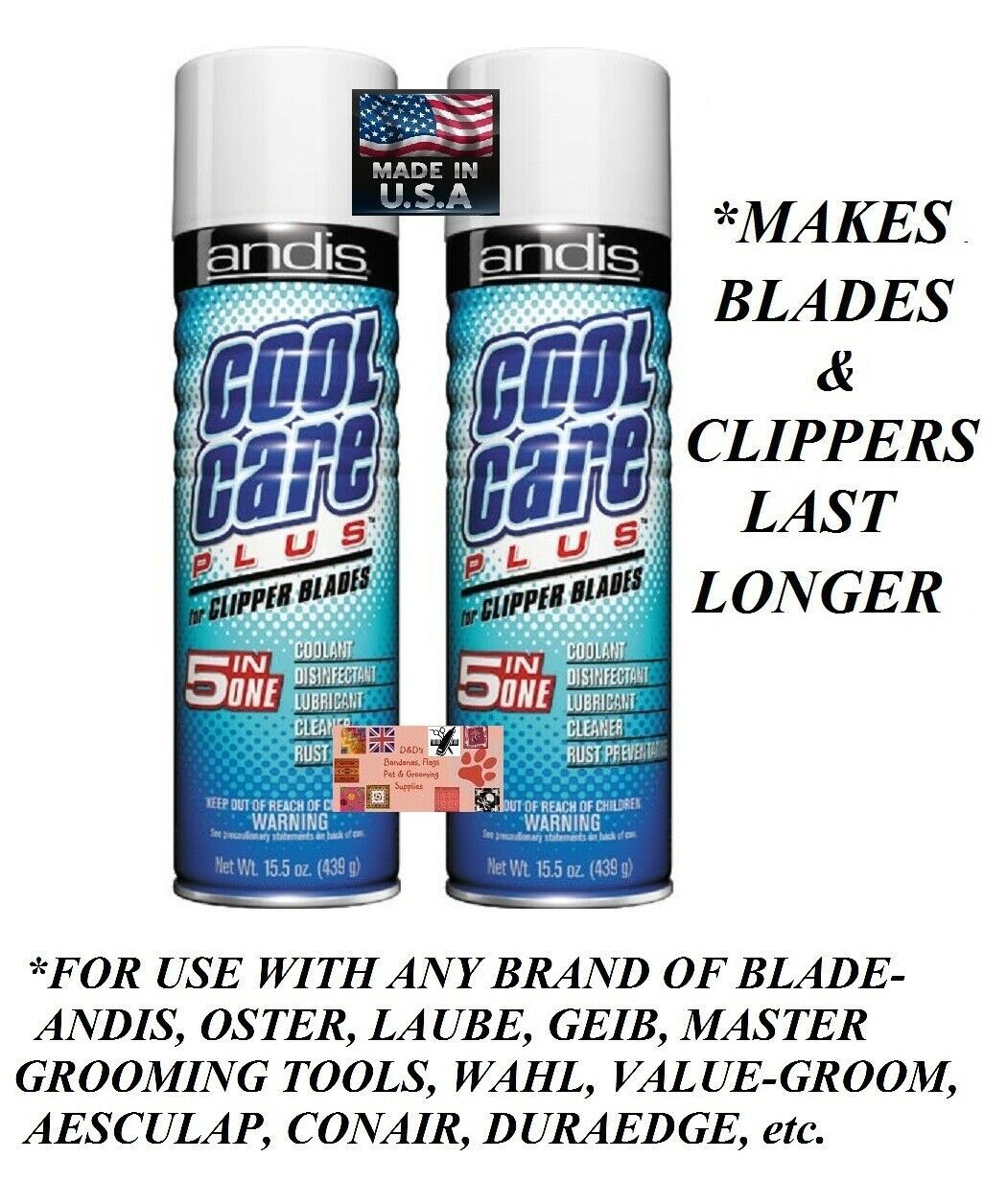 2-ANDIS 5in1 CLIPPER BLADE CARE SPRAY Cleaner,Coolant,Lube*Also For ...