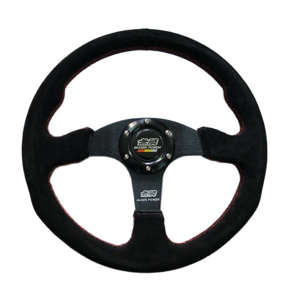 14inch Jdm Mugen Steering Wheel 350mm Suede Leather Flat Rally Drift ...