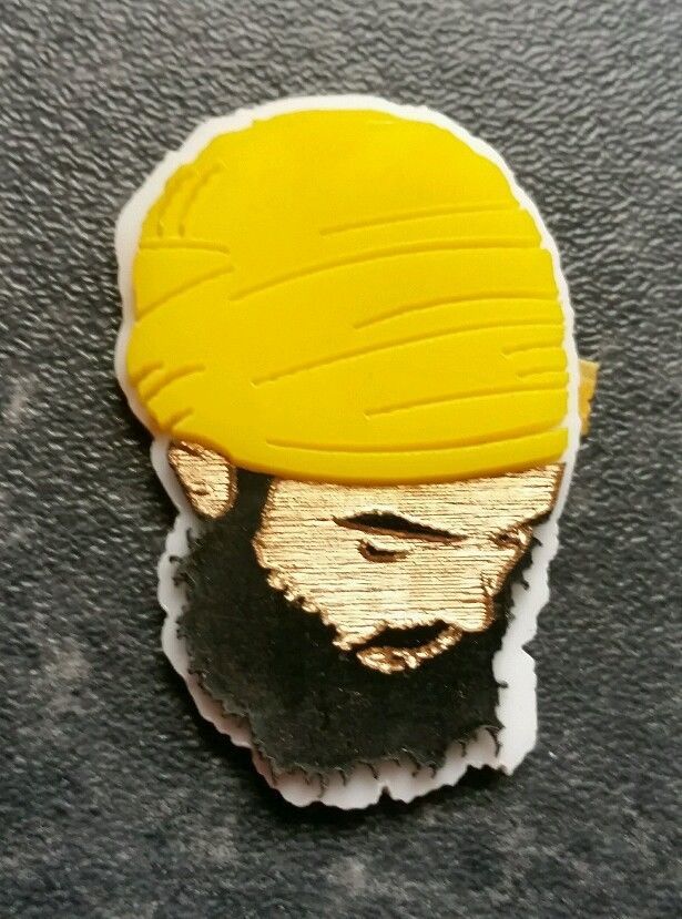 SIKH Punjabi FATEH YELLOW DUMALA Singh Khalsa ACRYLIC Adhesive Back ...