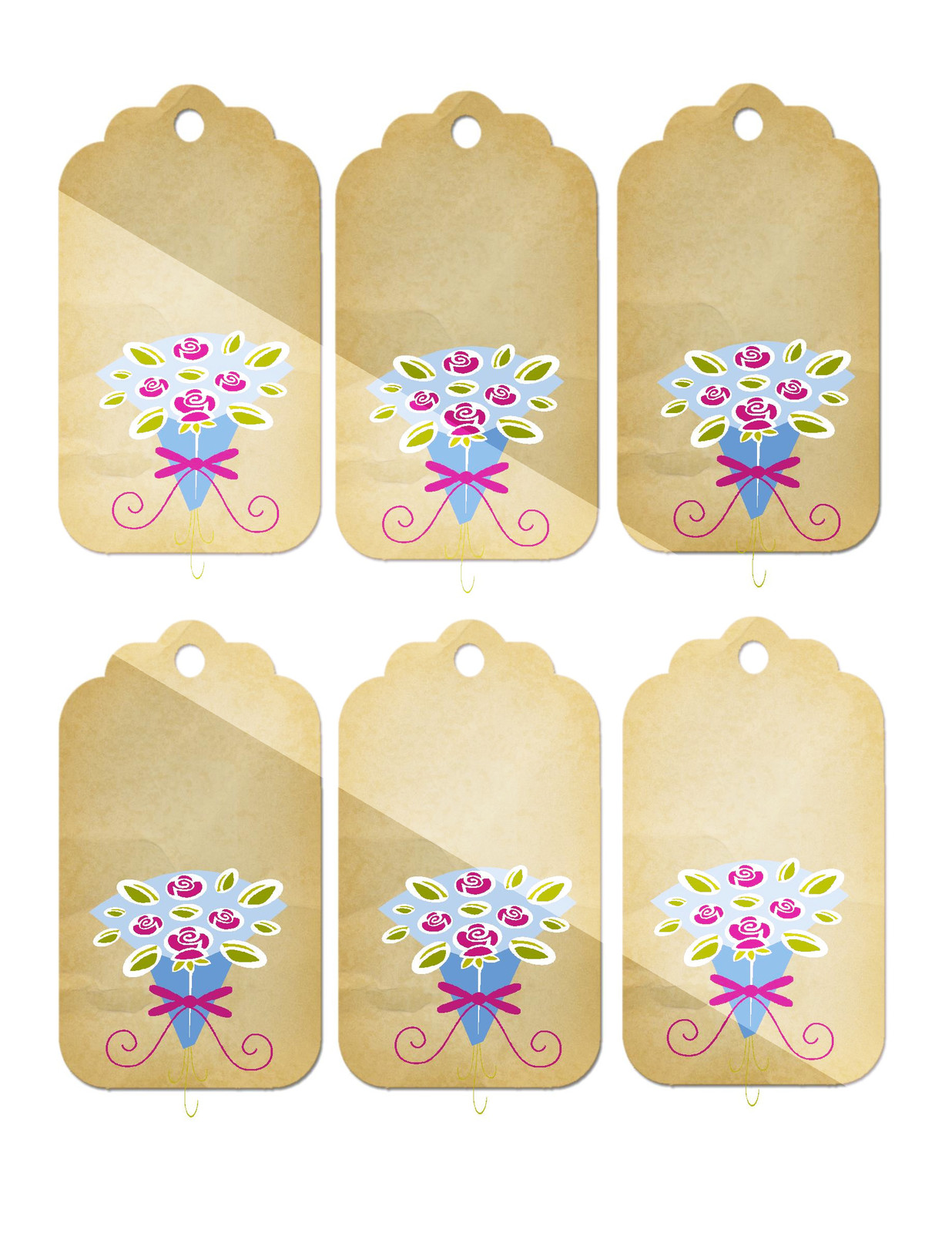 6 Flower Tags22-Download-ClipArt-ArtClip-Digital - Paper Crafts