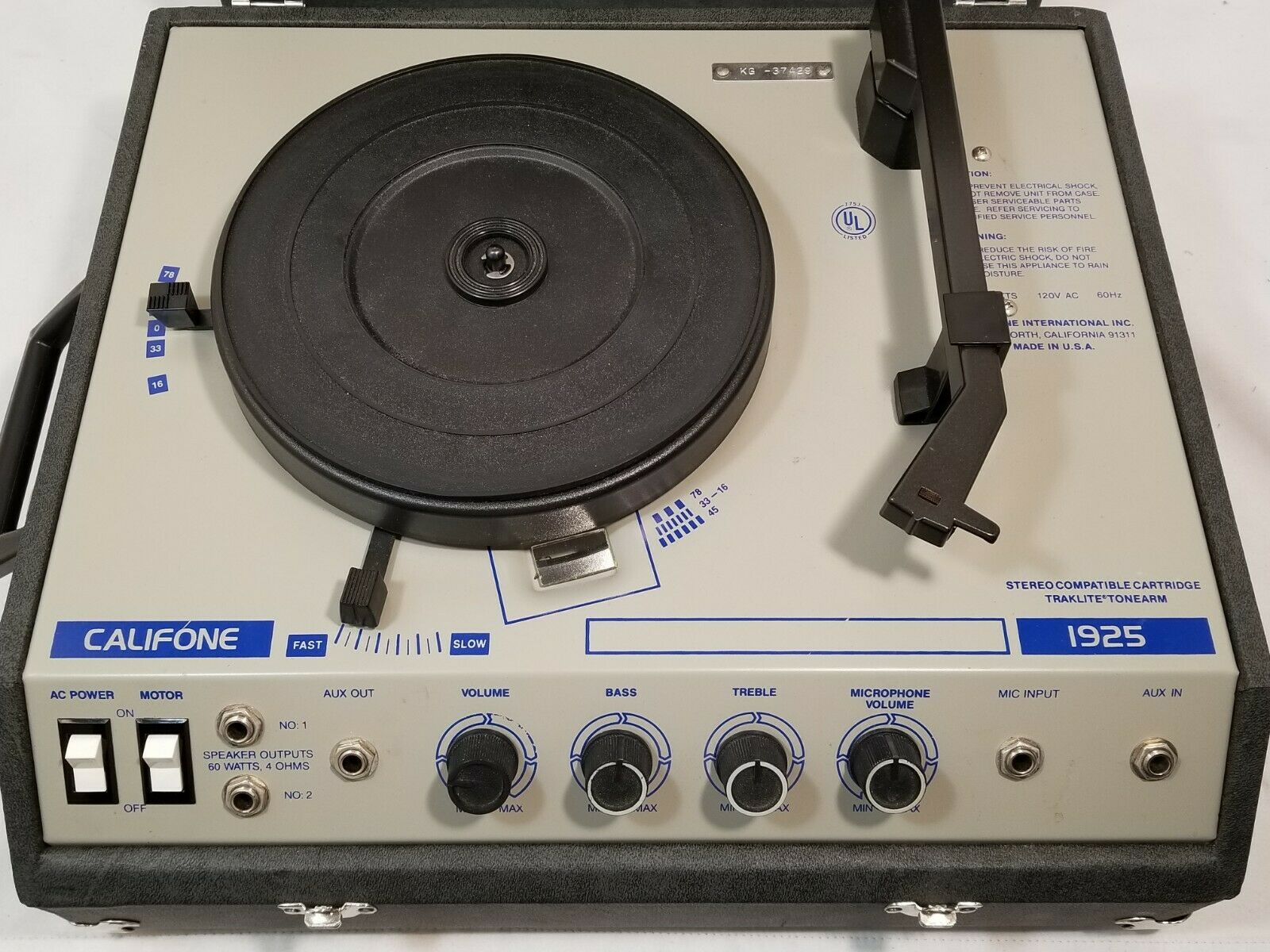 Vintage Califone 1925 Record Player Portable Works Well! - Vintage ...