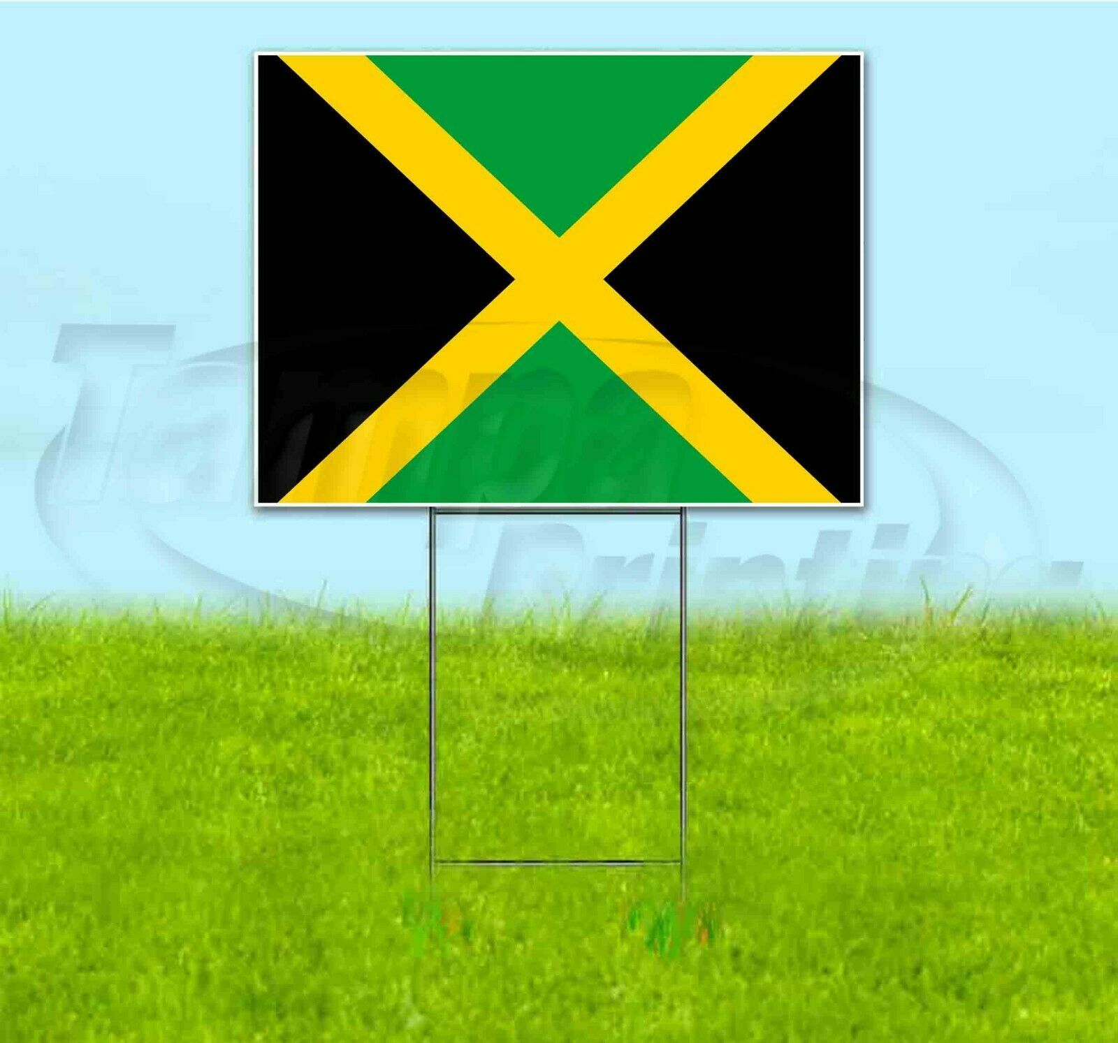 JAMAICAN FLAG 18x24 Yard Sign WITH STAKE Corrugated Bandit BUSINESS USA ...