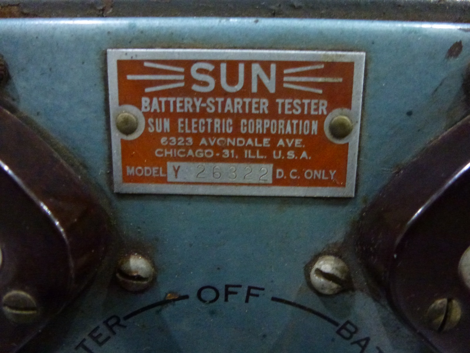 Sun Electric ANTIQUE Battery Starter Tester, Model # Y-26322 ...