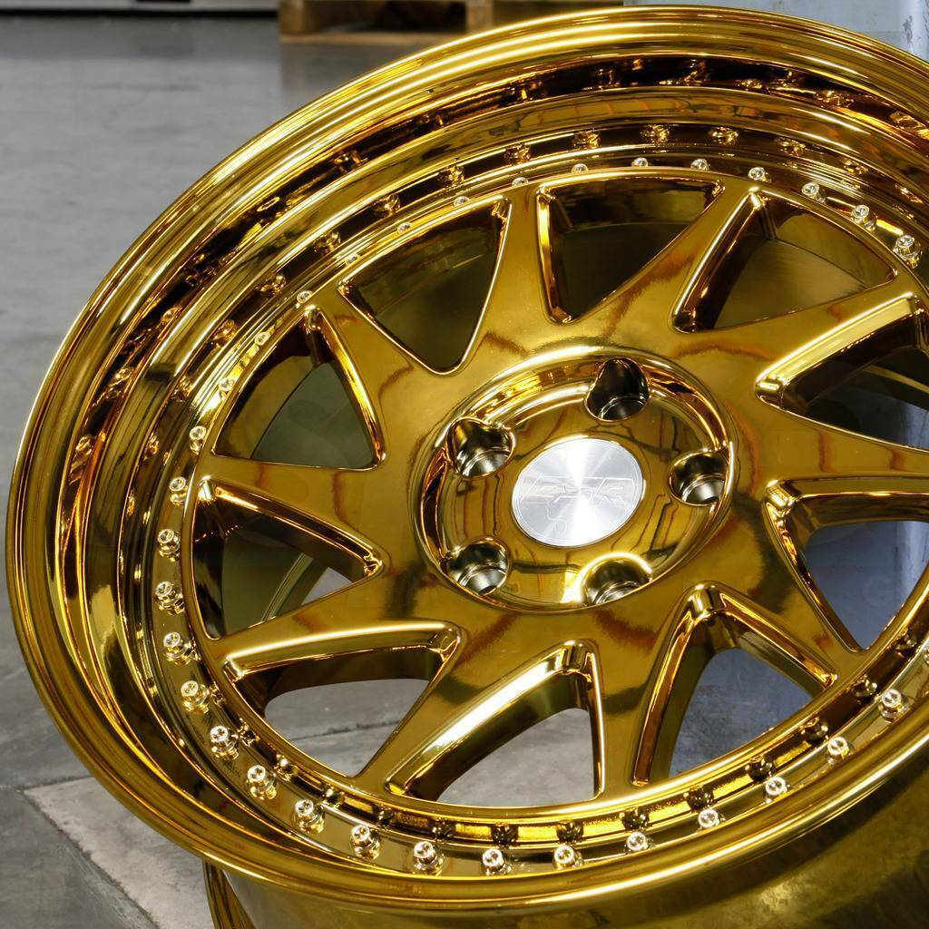 One 18x9.5 ESR SR09 SR9 5x100 35 Gold Chrome Wheels Rims - Wheels
