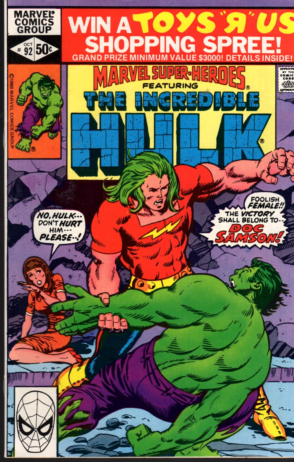 MARVEL SUPER-HEROES 92 featuring THE INCREDIBLE HULK Marvel comic book ...