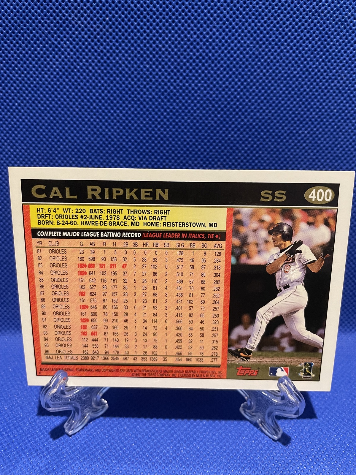 Cal Ripken 1997 Topps Baseball Card # 400 - Trading Card Singles
