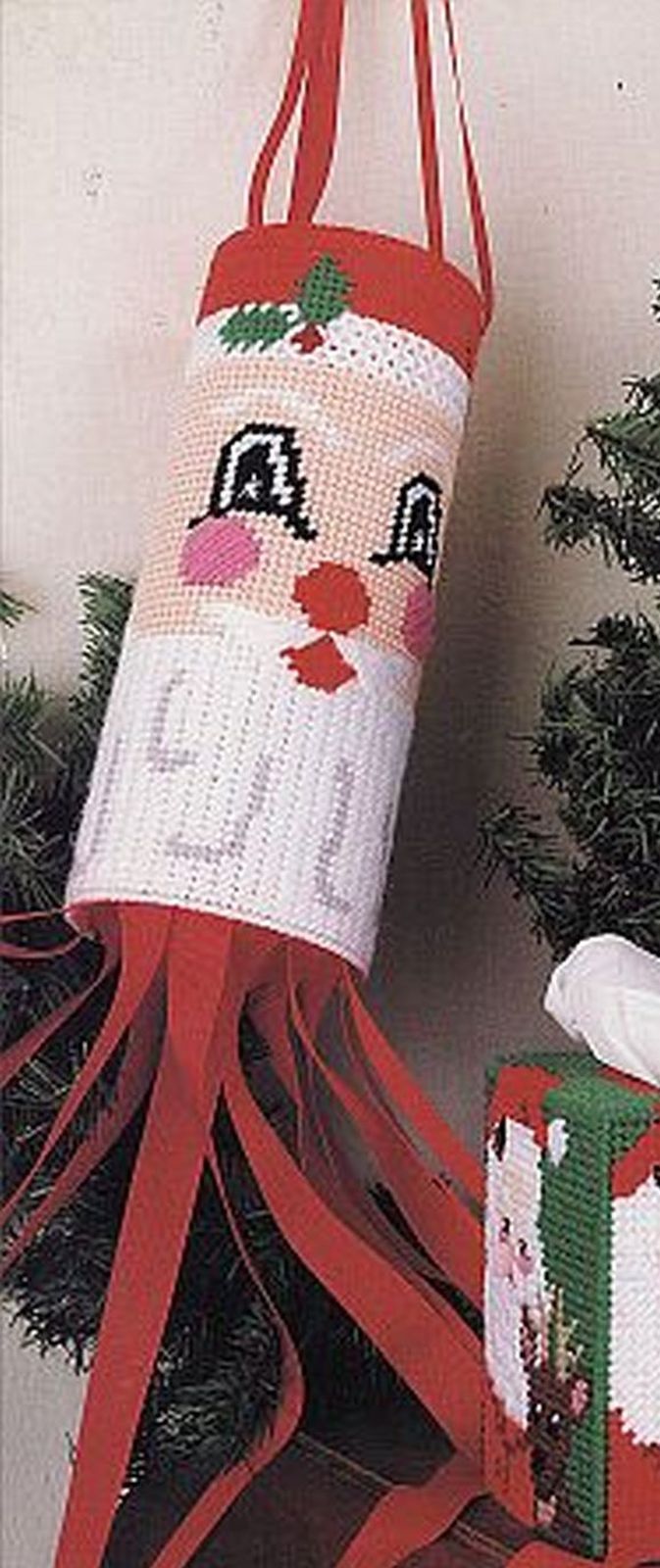 Plastic Canvas Xmas Santa Ornaments Tissue Cover Squeezum Musical ...