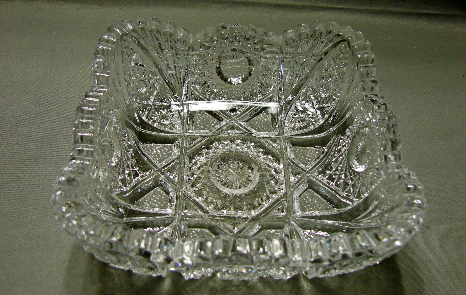 Imperial Glass Bowl, Sawtooth & Hobstar Pattern, Shiny Square Crystal ...
