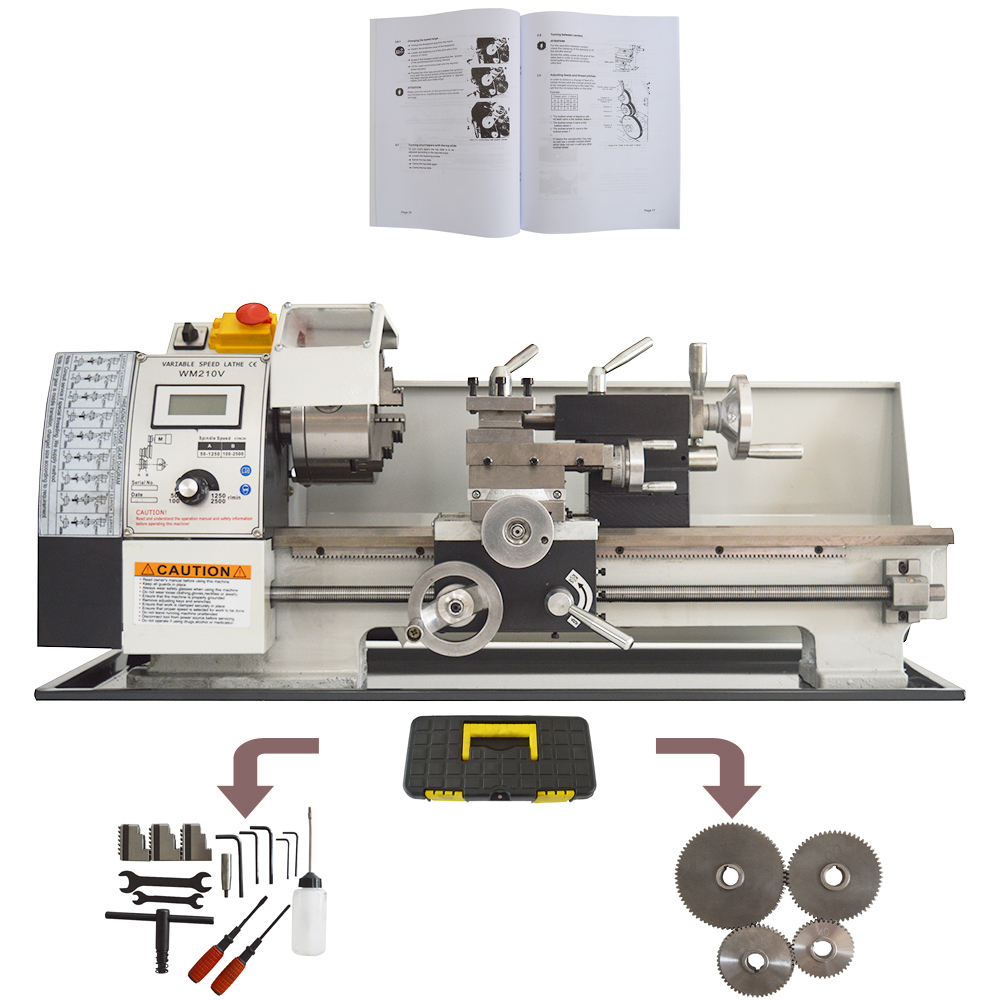 Metric Metal Lathe 8X16" Precision Bench Lathe 900W Brushless Motor ...