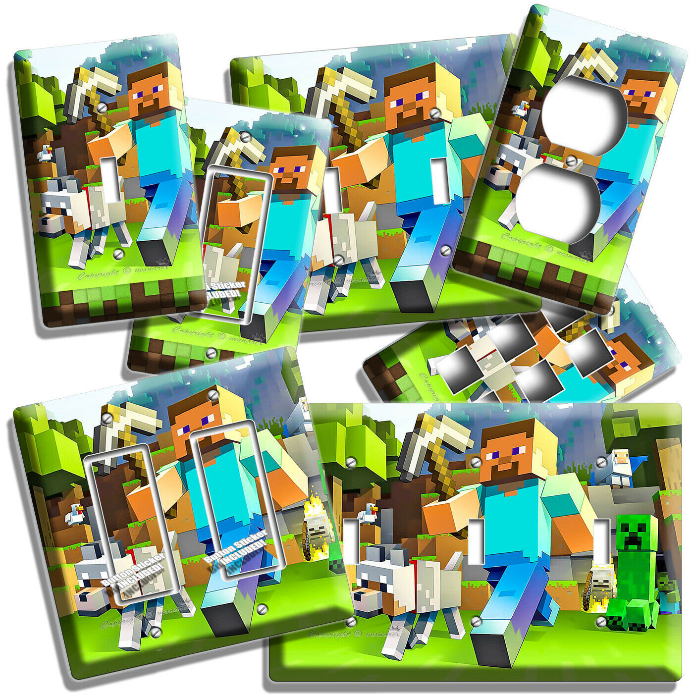 PIXELATED VIDEO GAME PIXEL BLOCKS LIGHT SWITCH WALL PLATE OUTLET BOYS ...