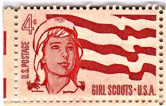 U S Stamp - 4 cent Girl Scout Stamp Block of 4 Stamps - Postage