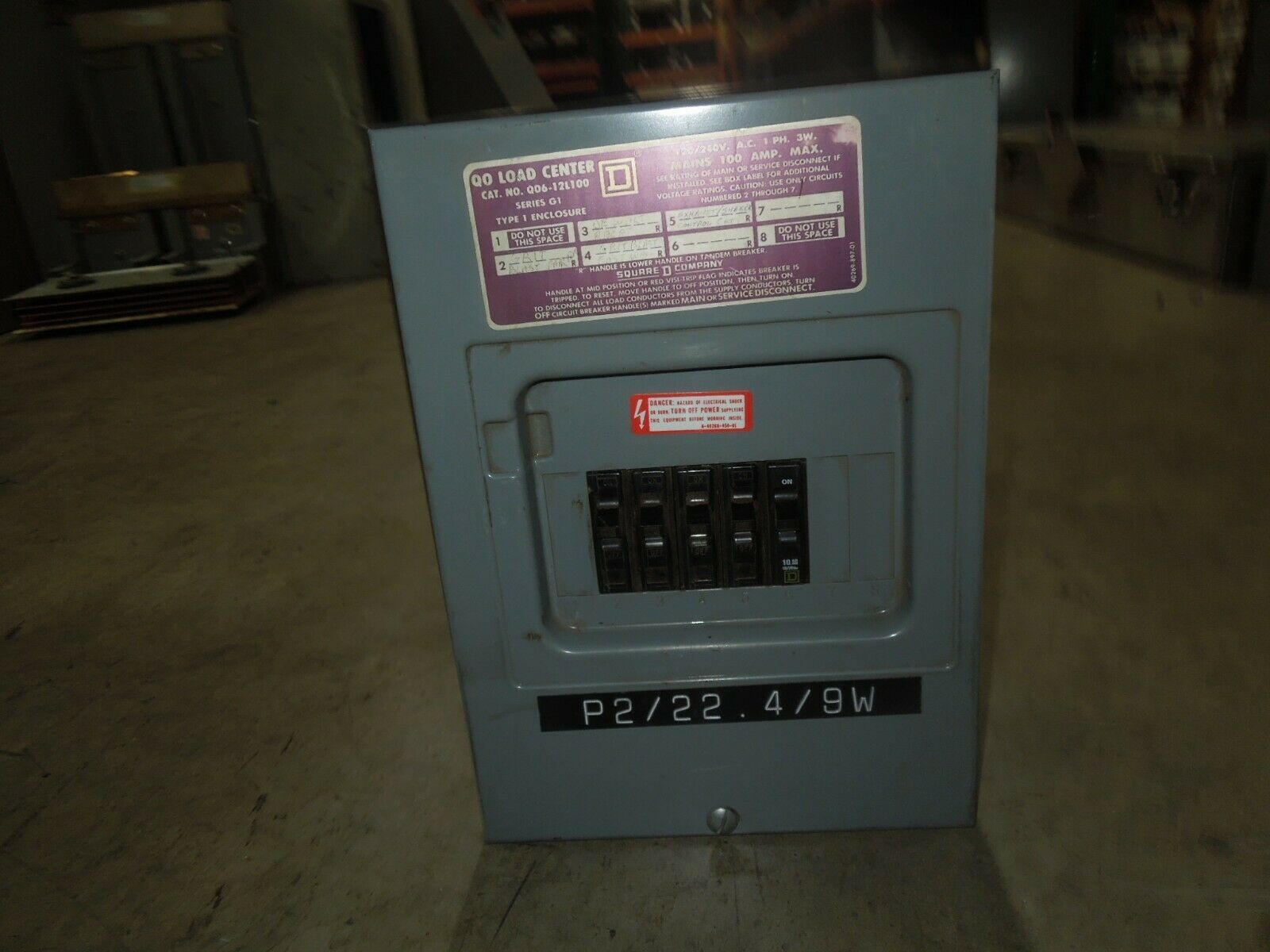Square D QO6-12L100 100A 120/240V 1ph 6 Circuit QO Load Center w/ 5 ...