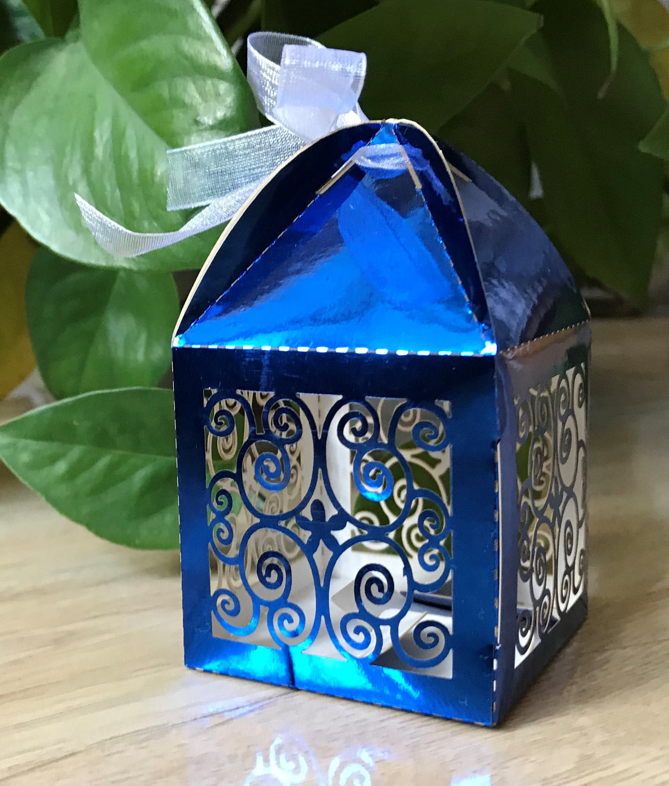 100pcs metallic Navy blue Wedding Favor Boxes,Laser Cut Gift Boxes ...