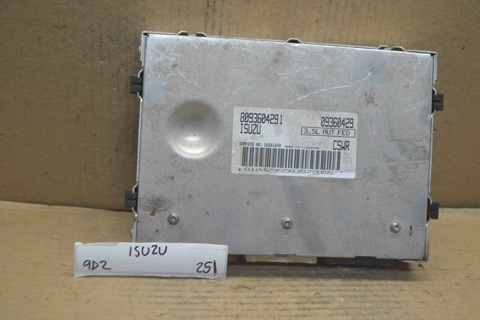 1999 Isuzu Trooper Engine Control Unit ECU 8093604291 Module 251-9d2 ...