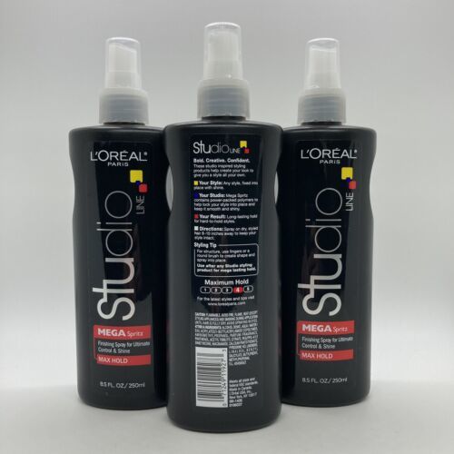 3x L'Oreal Paris Studio Line Mega Spritz Max Hold Finishing Spray, 8.5 fl oz eac - Gel, Mousse ...