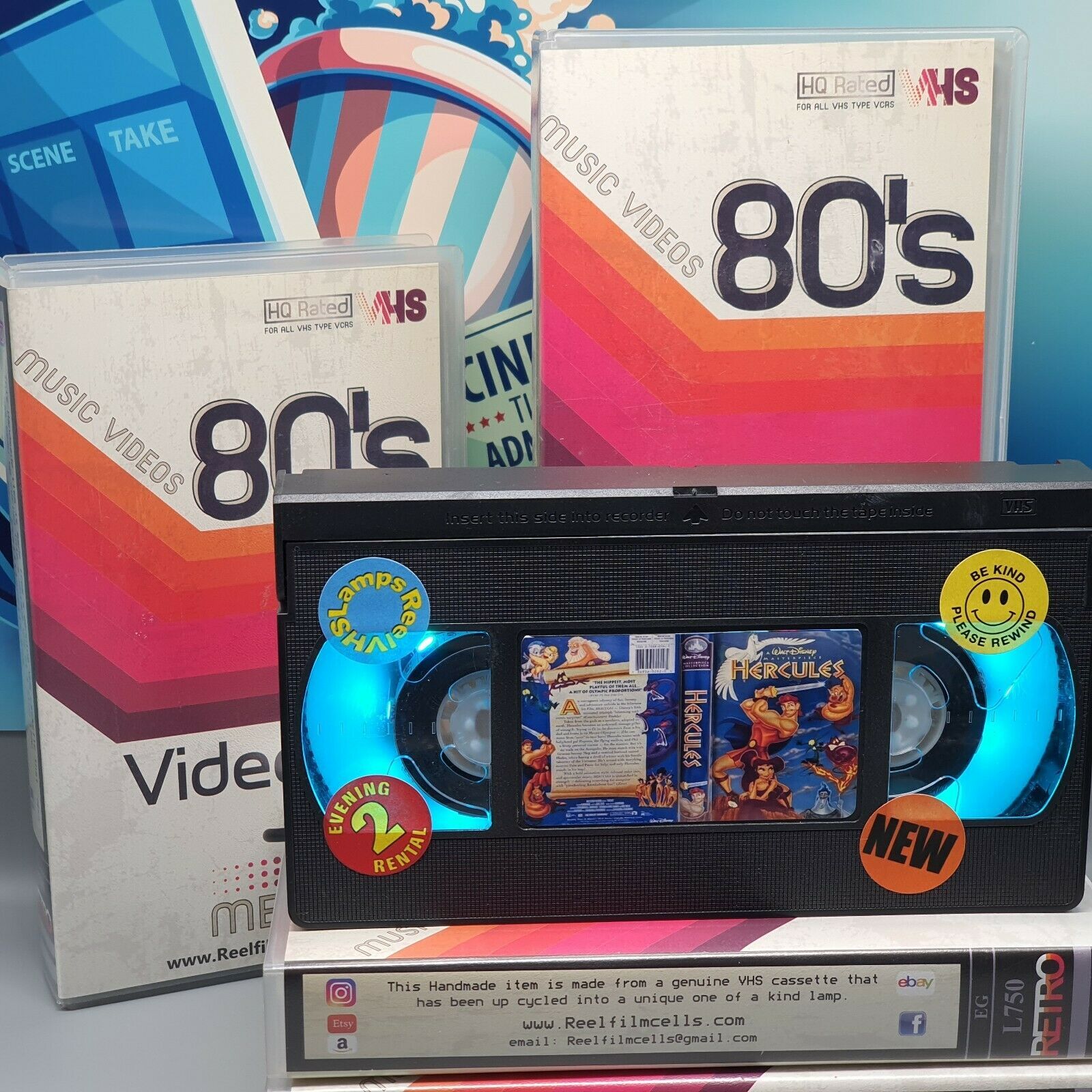 Hercules, Classic Retro VHS Tape Night Light, table lamp stunning L@@K ...