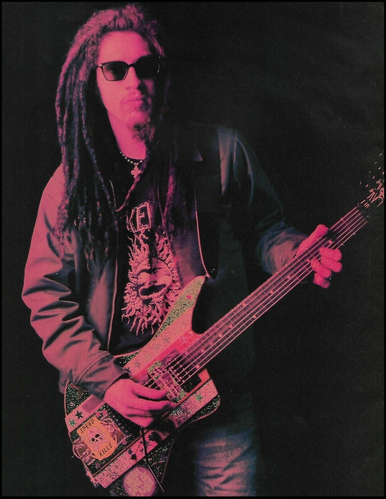 White Zombie Jay J Yuenger with Robin Machete guitar 1994 pin-up photo ...