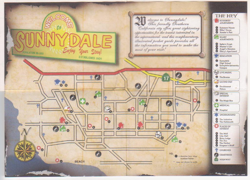 Buffy 10th Anniversary Inkworks Card M 1 Fold Out Pocket Guide Map Of