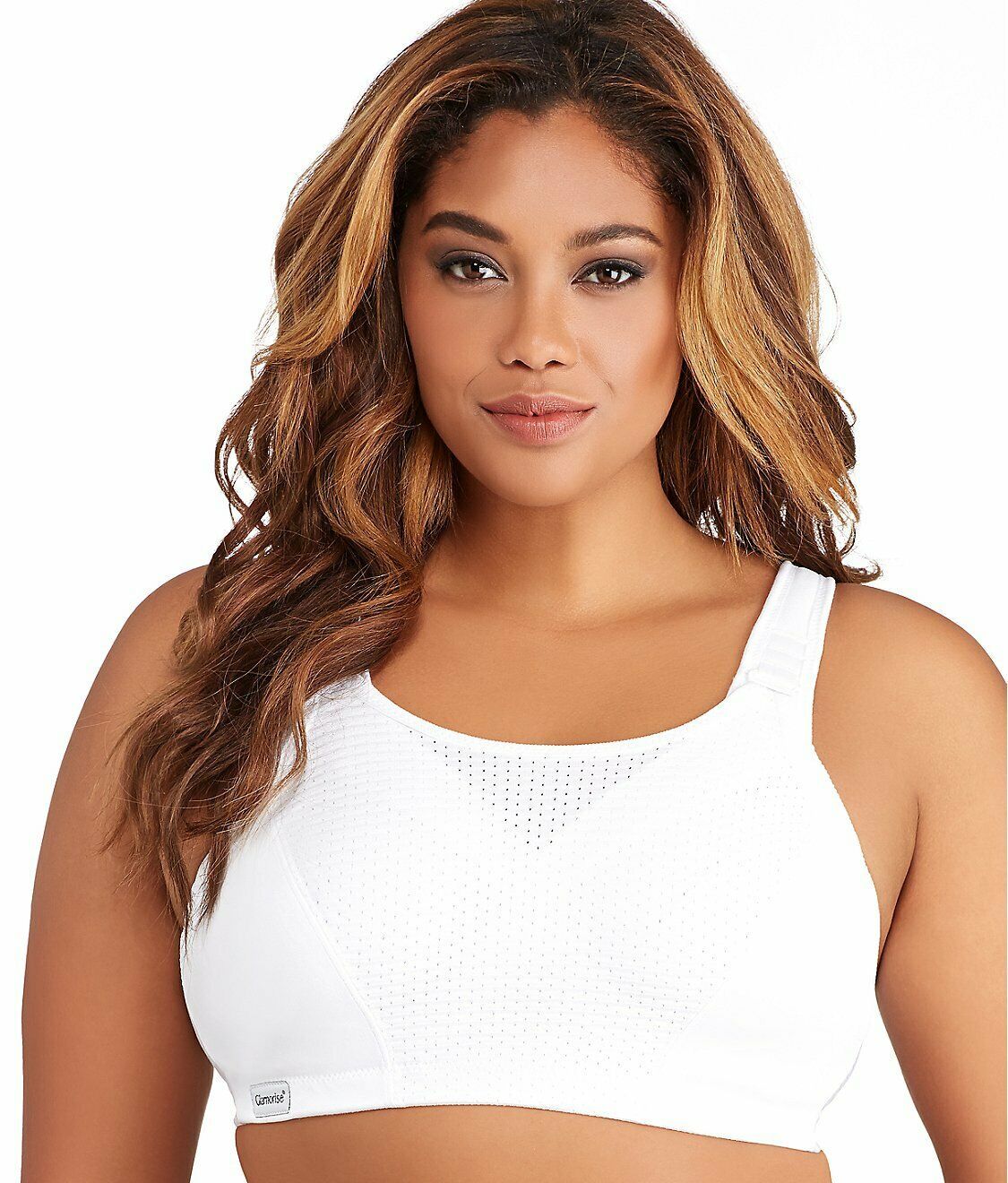 GLAMORISE White Custom Control Wire-Free Sports Bra, US 44H, UK 44FF ...