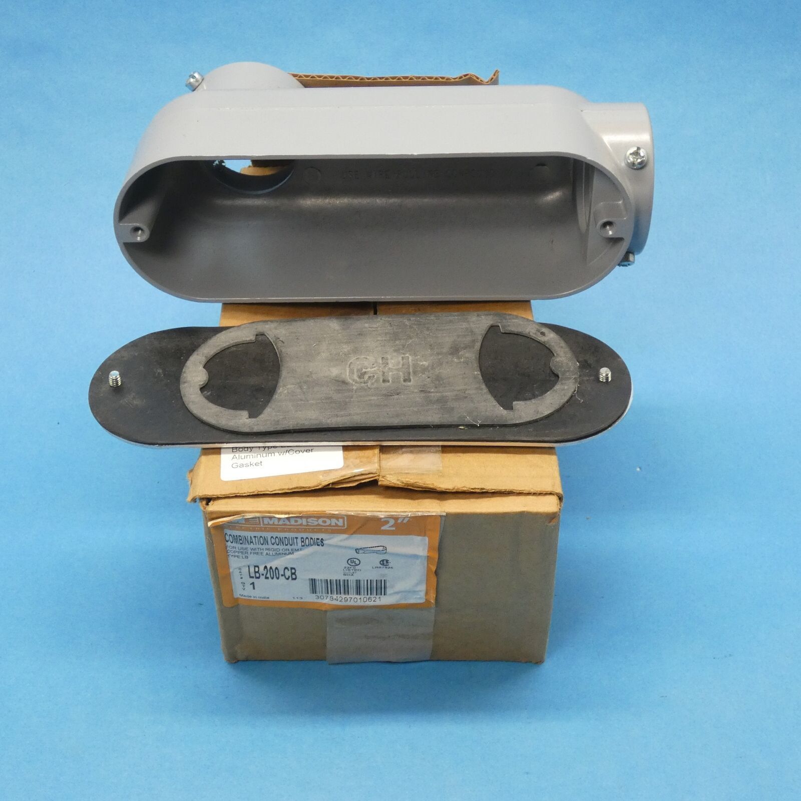 Madison LB-200-CB Rigid/IMC/EMT Conduit Body Type LB 2" Aluminum w ...