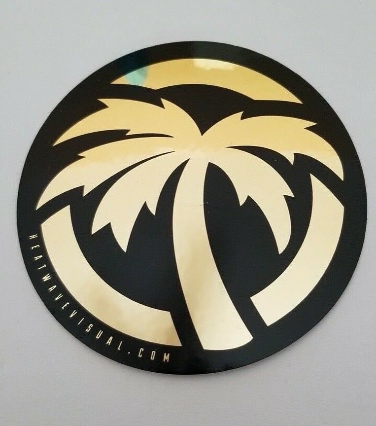Authentic HEATWAVE Visual STICKER 3 1/2" round Palm logo Black & Gold ...