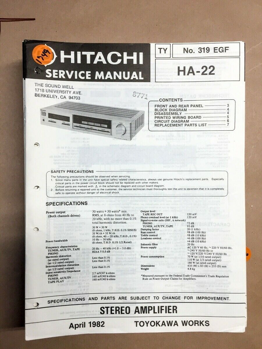 Used Hitachi HA-22 Integrated amplifiers for Sale | HifiShark.com