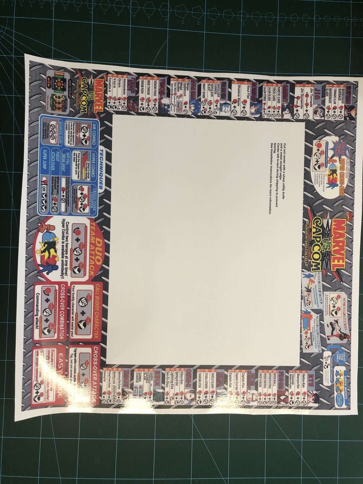Arcade1up Marvel vs Capcom moves Combo Bezel Arcade 1up Move List Combo ...