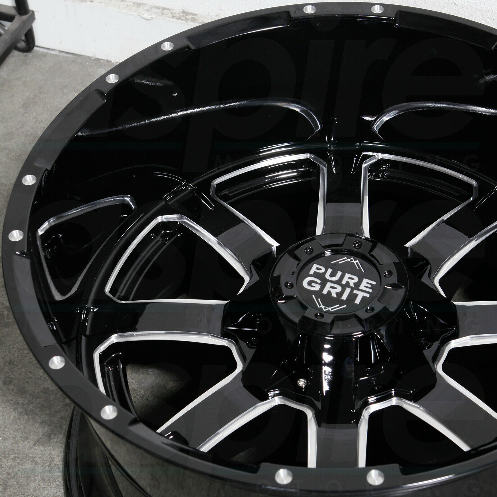 20x12 Pure Grit Pg101 Grit 8x170 44 Black Milled Wheels Rims Set 4
