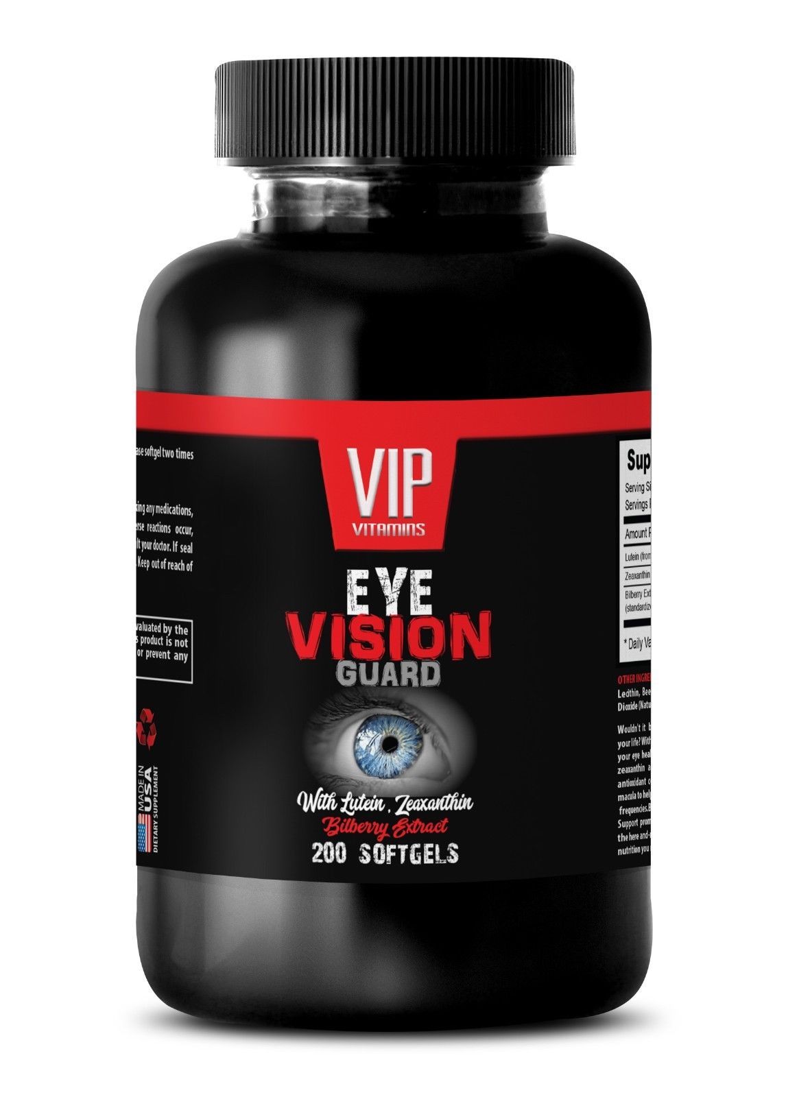 zeaxanthin - EYE VISION GUARD - super lutein - 1 Bottle (200 Softgels ...