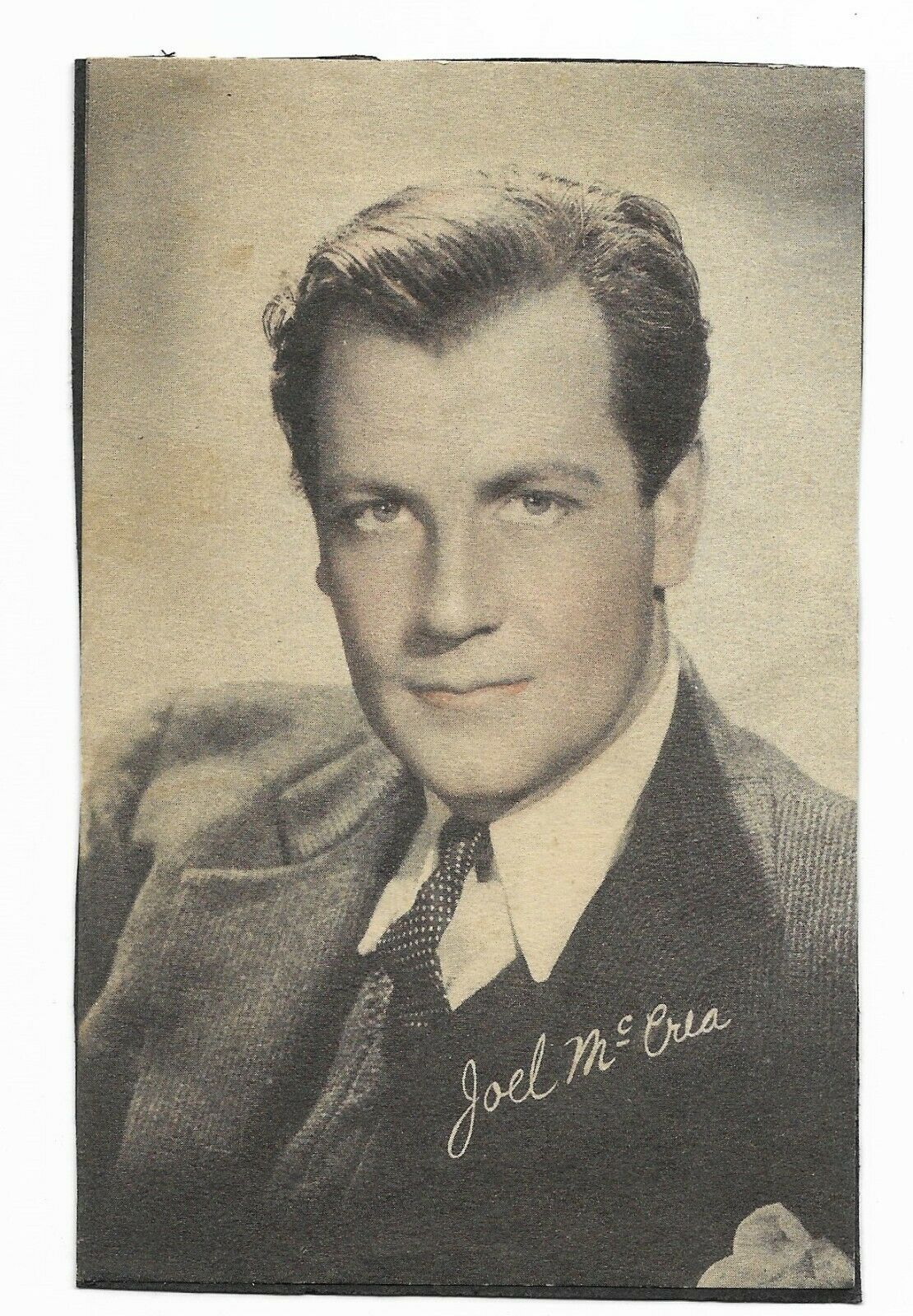 Vintage 1940's Exhibit Arcade Card Actor Joel McCrea - Postcards & Collector Cards