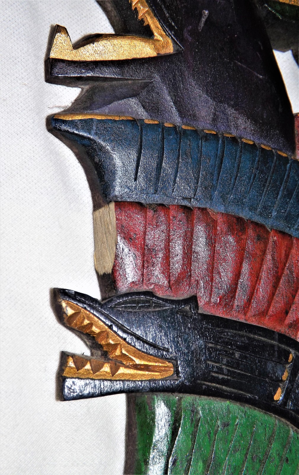 Mid Century Aztec Mayan King in Feathered Headdress Polychrome Carved ...