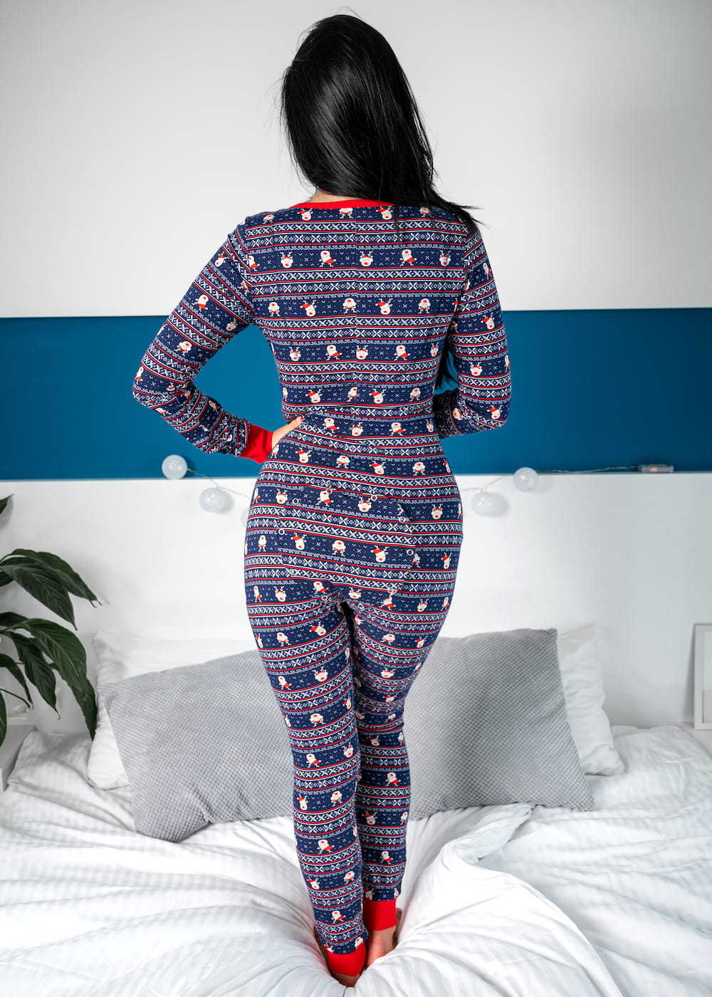 Sexy Pyjama Jumpsuit With Butt Flap Ladies Sleepsuit Onezee Snowy