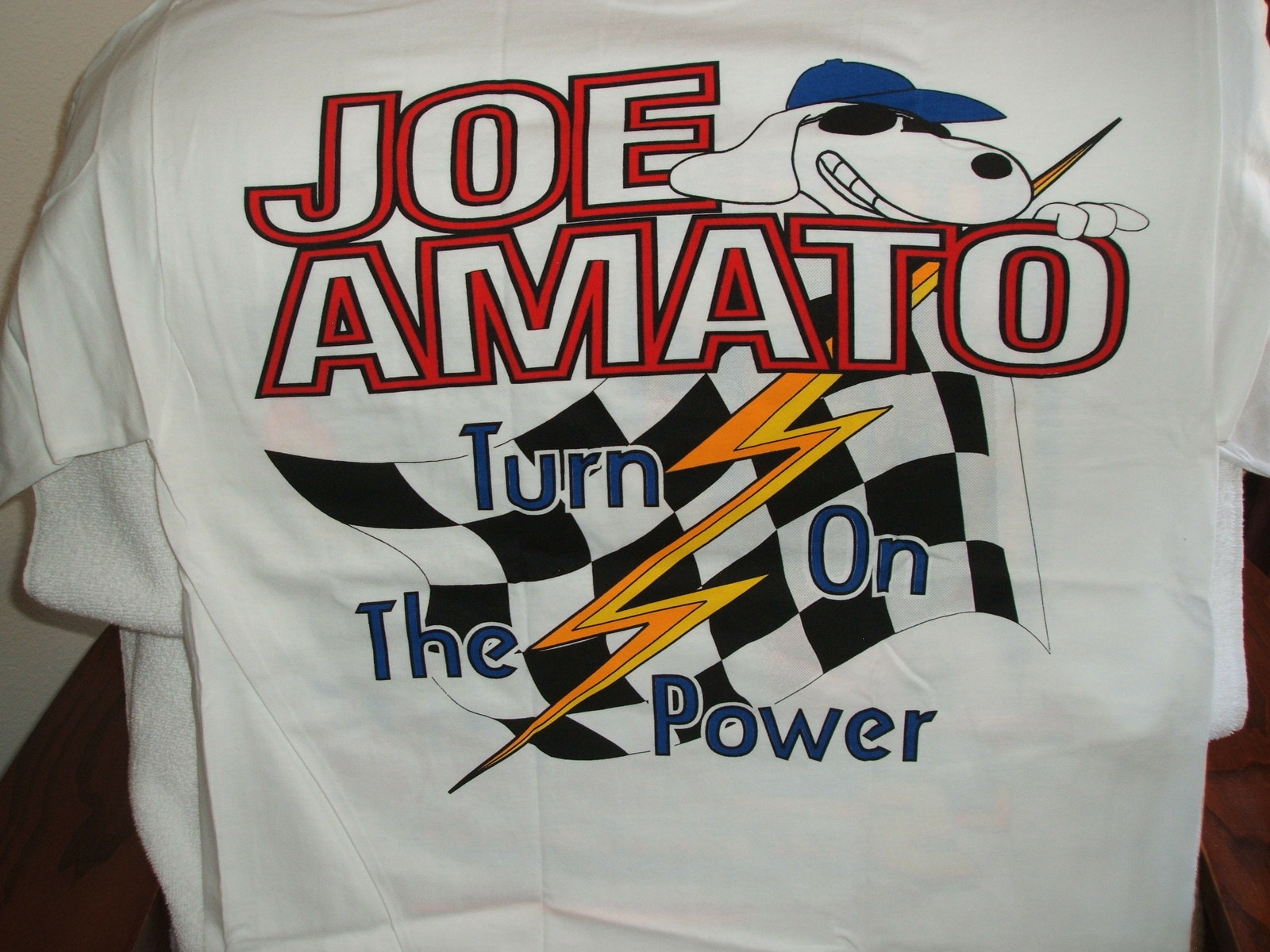 Joe Amato Drag Racing,w/Snoopy 5 time world champion new large white ...