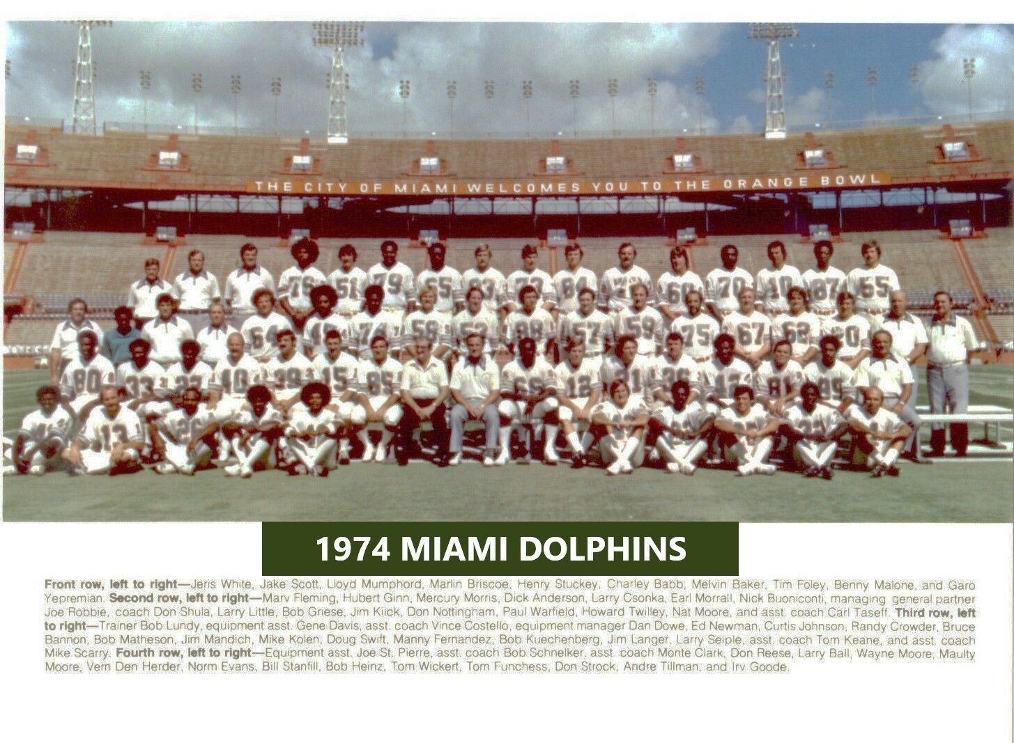 1974 MIAMI DOLPHINS 8X10 TEAM PHOTO PICTURE NFL FOOTBALL - Football-NFL