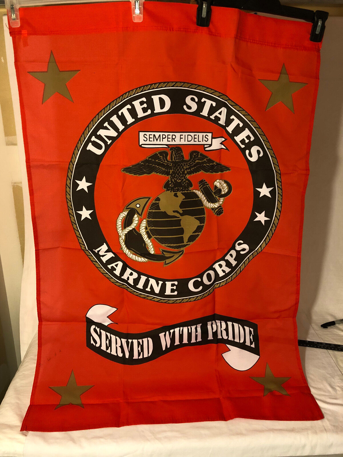 USMC SEMPER FIDELIS MARINE CORPS 40 x 28 TOP DOWN FLAG 100% POLY W ...