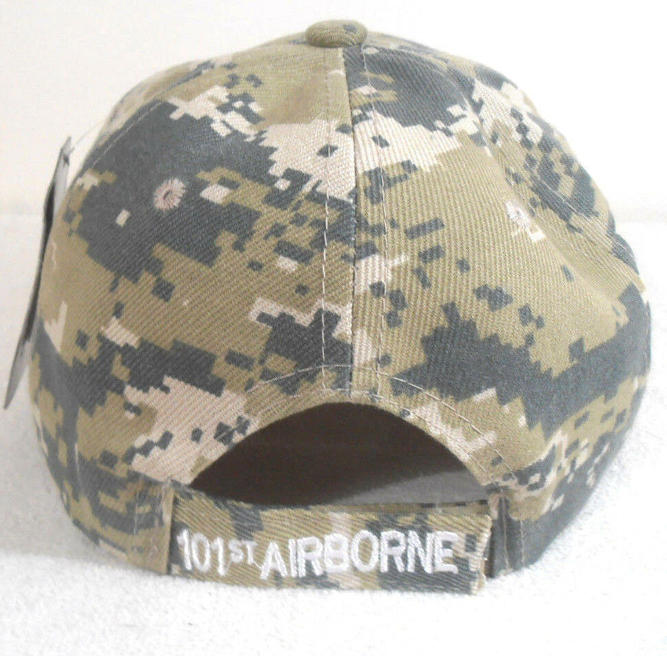 101st Airborne badge on a light camo ball cap - Army
