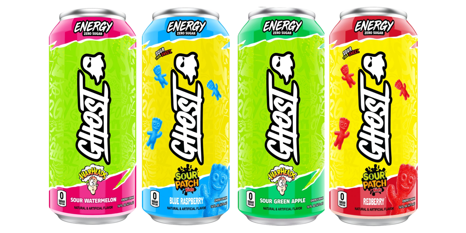 Ghost Energy Ready to Drink 16 Ounce Cans 4 Flavor Candy Variety Pack ...
