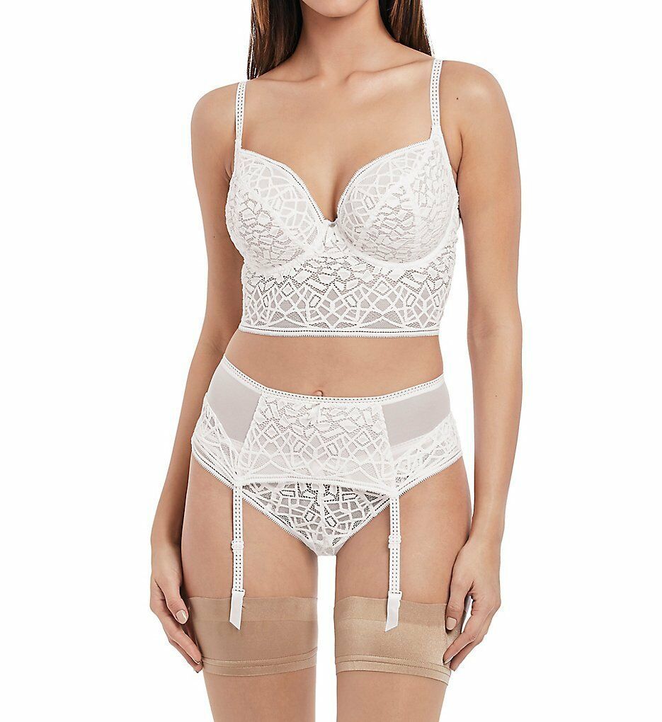 Freya White Soiree Lace Longline Underwire Bralette Uk 36ddd Bras
