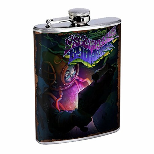 Psychedelic Boombox Hip Flask Stainless Steel 8 Oz Silver Drinking ...