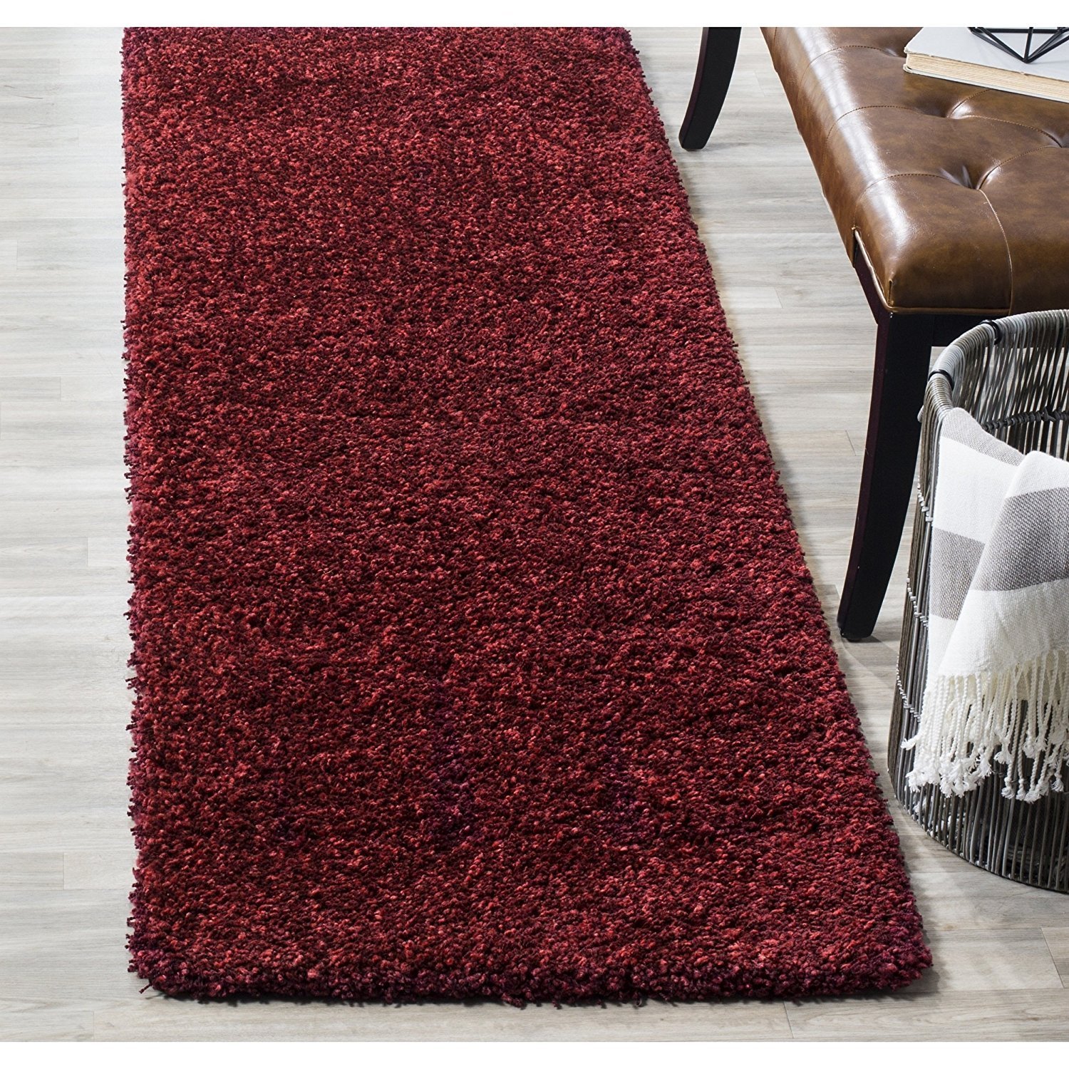 Cozy Soft Thick Maroon Shag Area Rug 2-inch Pile Height - Rugs & Carpets