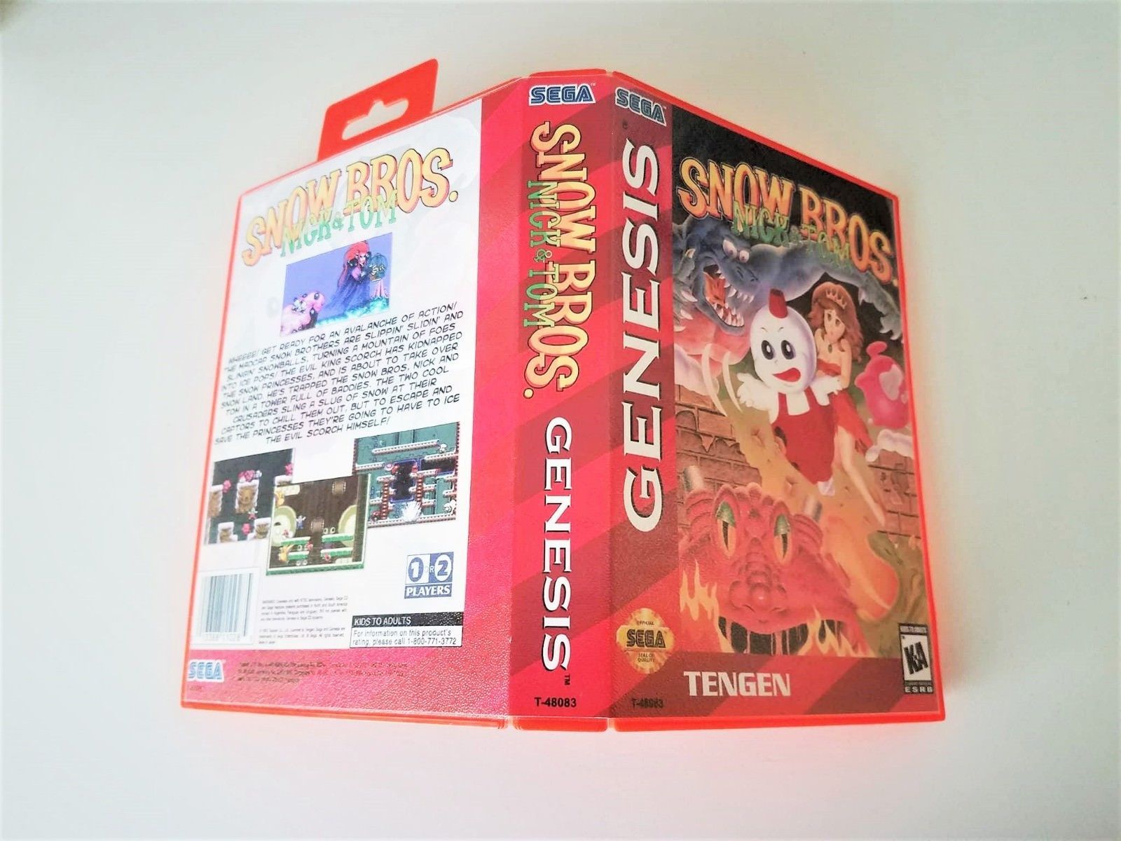 Snow Bros Nick & Tom - Sega Genesis Cart & Custom Box (Special Red Case ...