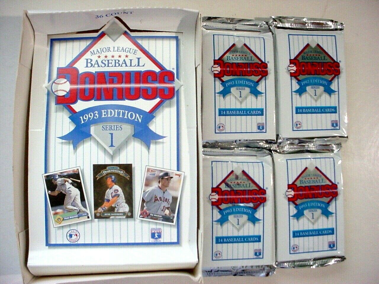 (15)unopened 1993 Donruss Baseball Series 1 Packs - 14 Cds Pk W Box